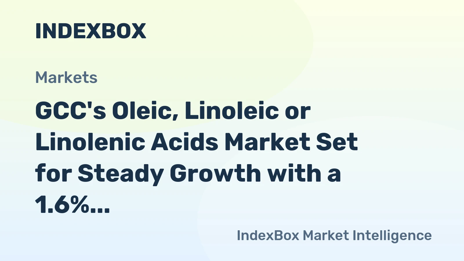 GCC's Oleic, Linoleic or Linolenic Acids Market Set for Steady Growth with a 1.6% CAGR in Value