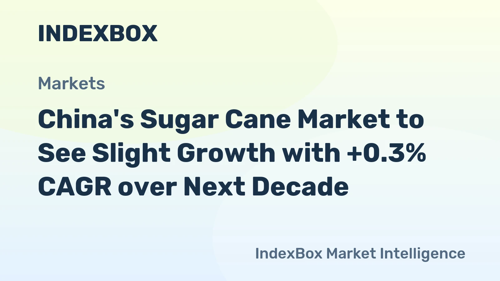 China's Sugar Cane Market to See Slight Growth with +0.3% CAGR over Next Decade