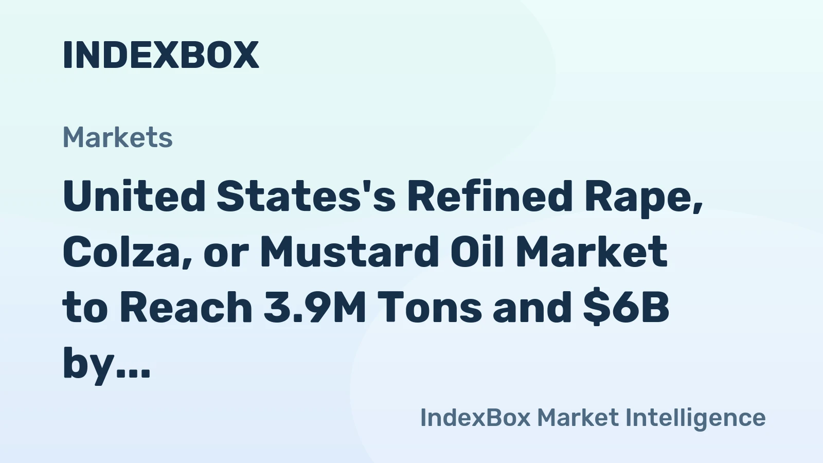 United States's Refined Rape, Colza, or Mustard Oil Market to Reach 3.9M Tons and $6B by 2035, Driven by Increasing Demand