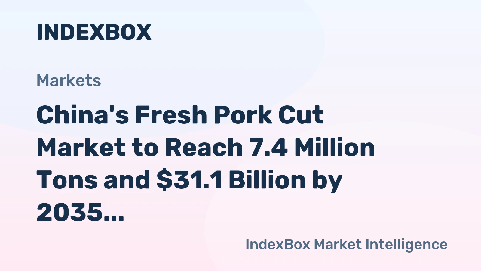 China's Fresh Pork Cut Market to Reach 7.4 Million Tons and $31.1 Billion by 2035