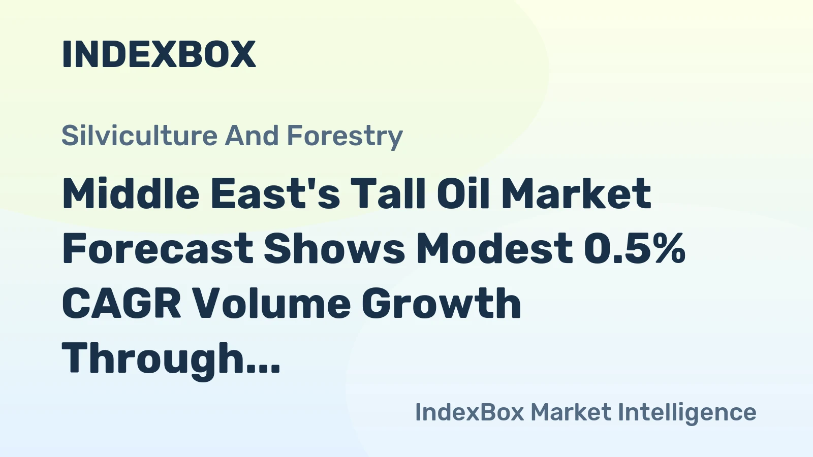 Middle East's Tall Oil Market Forecast Shows Modest 0.5% CAGR Volume Growth Through 2035