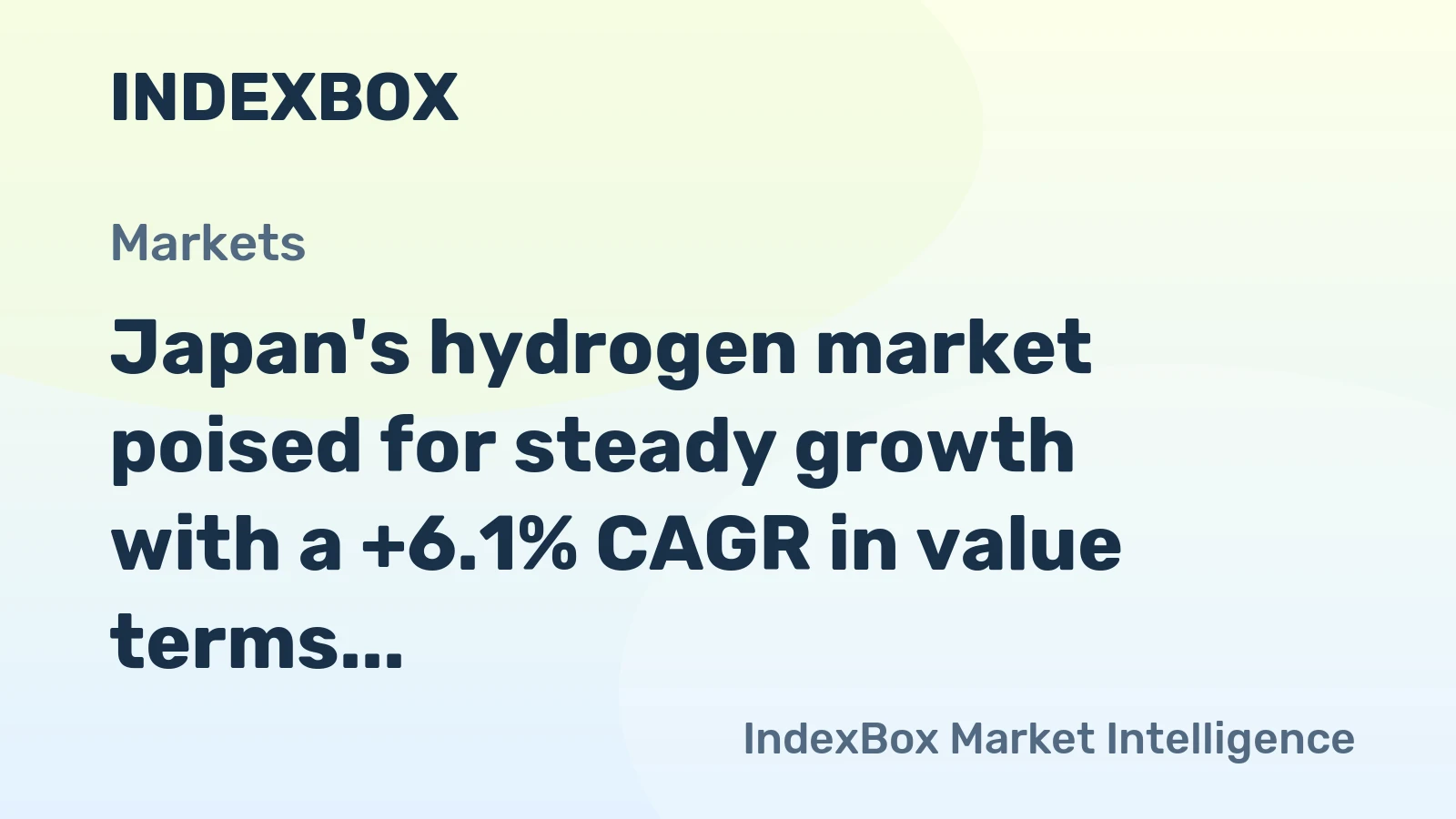 Japan's hydrogen market poised for steady growth with a +6.1% CAGR in value terms, rebounding from a recent downturn.