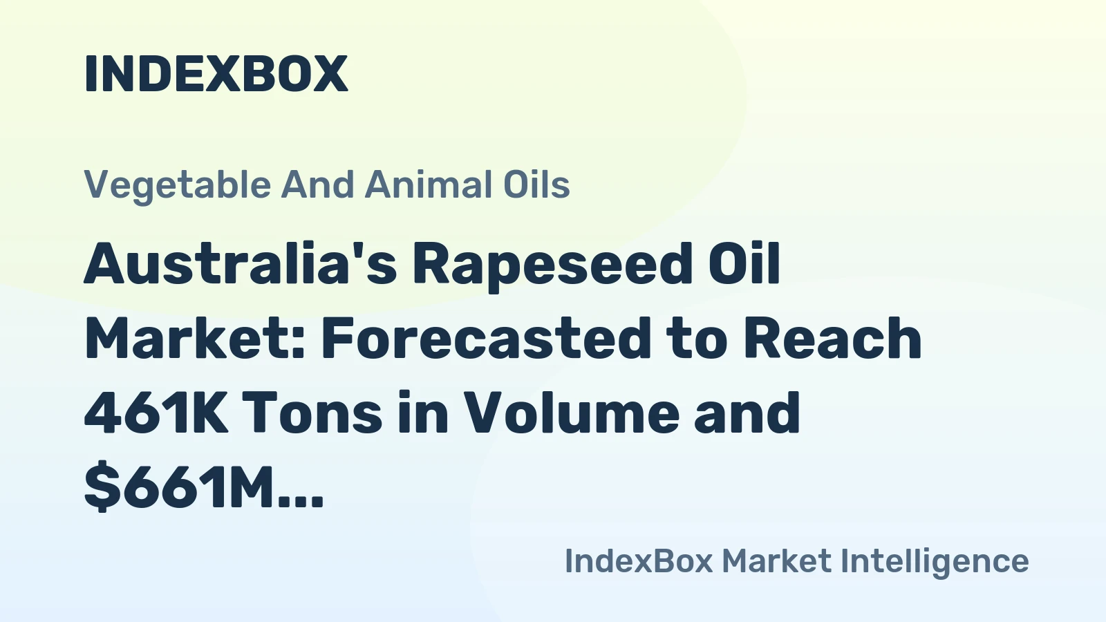 Australia's Rapeseed Oil Market: Forecasted to Reach 461K Tons in Volume and $661M in Value by 2035