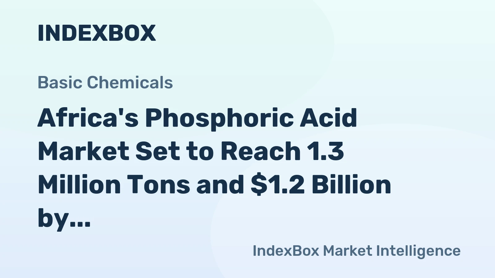 Africa's Phosphoric Acid Market Set to Reach 1.3 Million Tons and $1.2 Billion by 2035