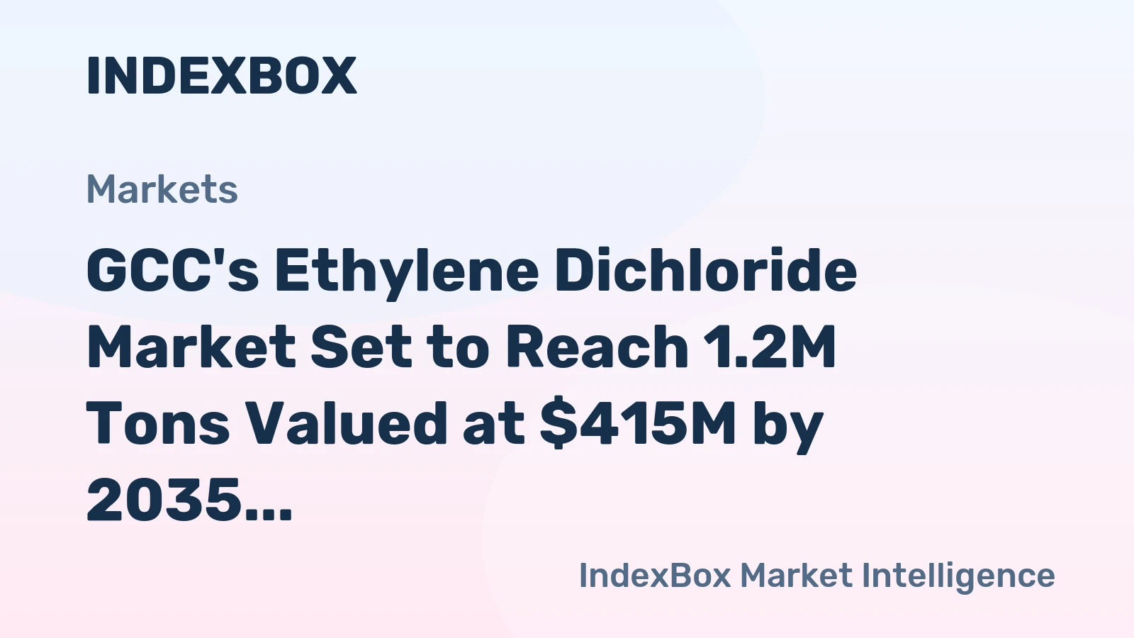 GCC's Ethylene Dichloride Market Set to Reach 1.2M Tons Valued at $415M by 2035