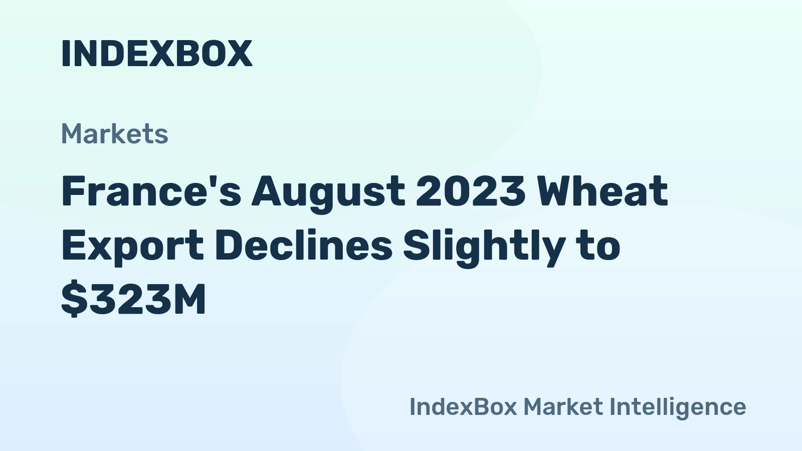 France's August 2023 Wheat Export Declines Slightly to $323M