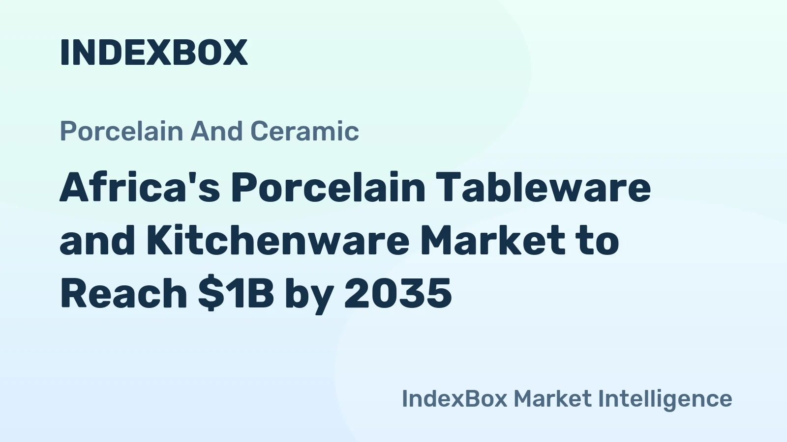 Africa's Porcelain Tableware and Kitchenware Market to Reach $1B by 2035