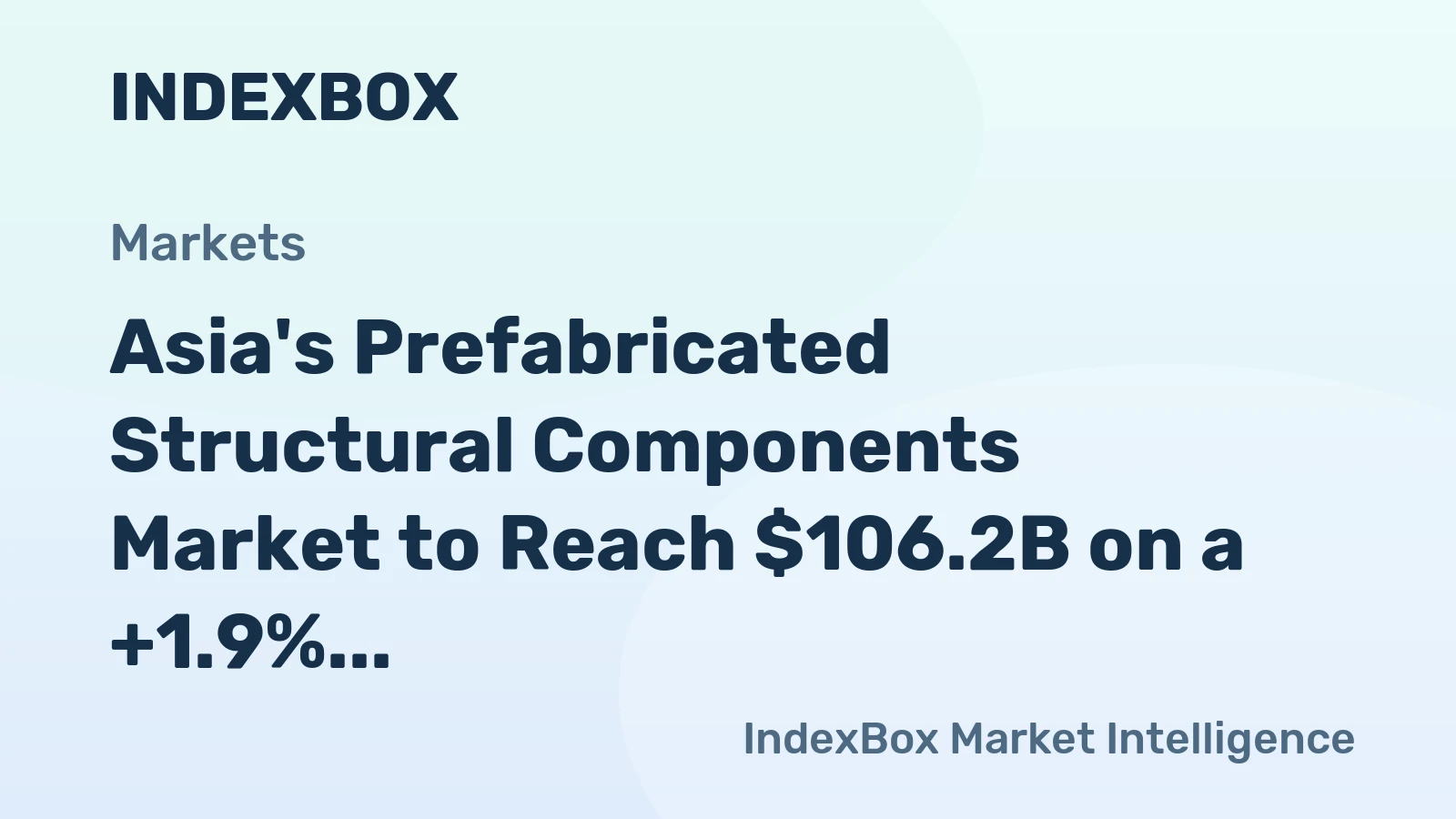Asia's Prefabricated Structural Components Market to Reach $106.2B on a +1.9% CAGR Growth Trajectory