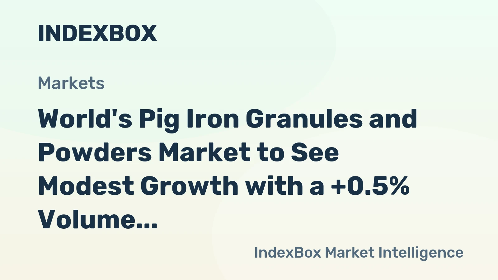 World's Pig Iron Granules and Powders Market to See Modest Growth with a +0.5% Volume CAGR Through 2035