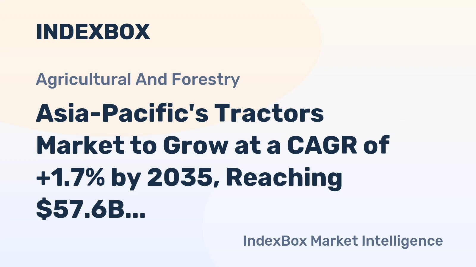 Asia-Pacific's Tractors Market to Grow at a CAGR of +1.7% by 2035, Reaching $57.6B in Value