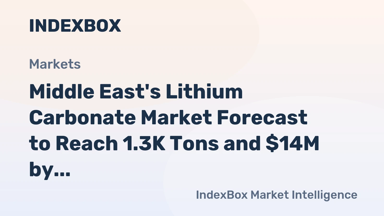 Middle East's Lithium Carbonate Market Forecast to Reach 1.3K Tons and $14M by 2035 After Recent Contraction