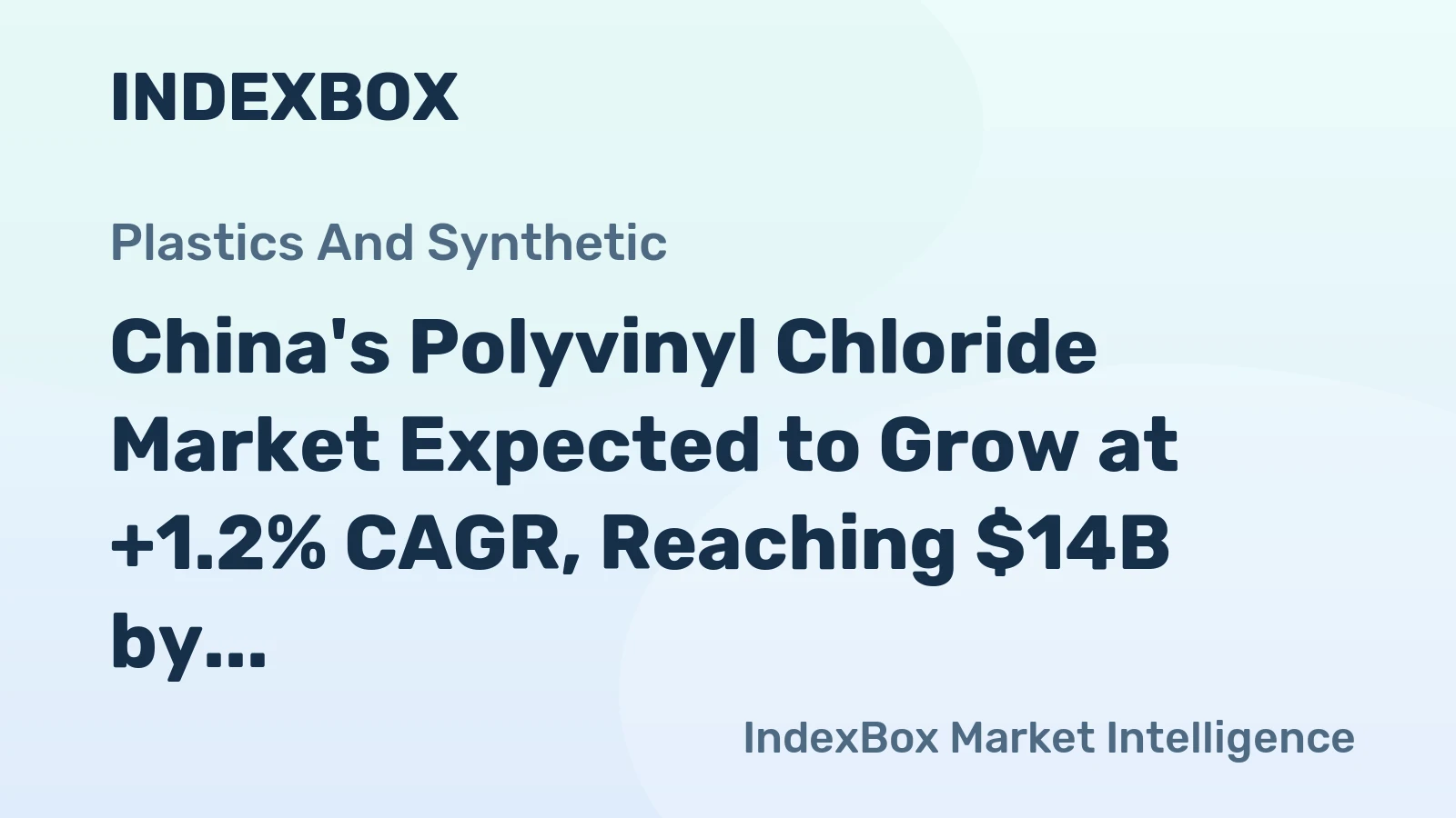 China's Polyvinyl Chloride Market Expected to Grow at +1.2% CAGR, Reaching $14B by 2035