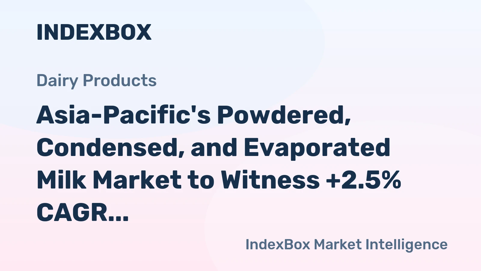 Asia-Pacific's Powdered, Condensed, and Evaporated Milk Market to Witness +2.5% CAGR Growth Over Next Decade