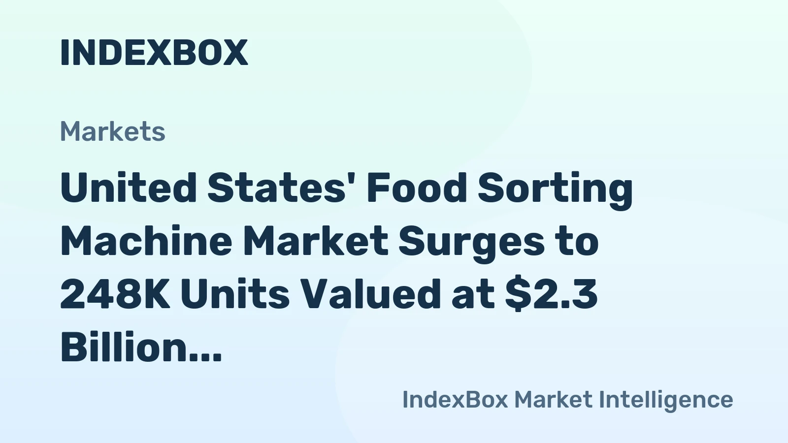 United States' Food Sorting Machine Market Surges to 248K Units Valued at $2.3 Billion