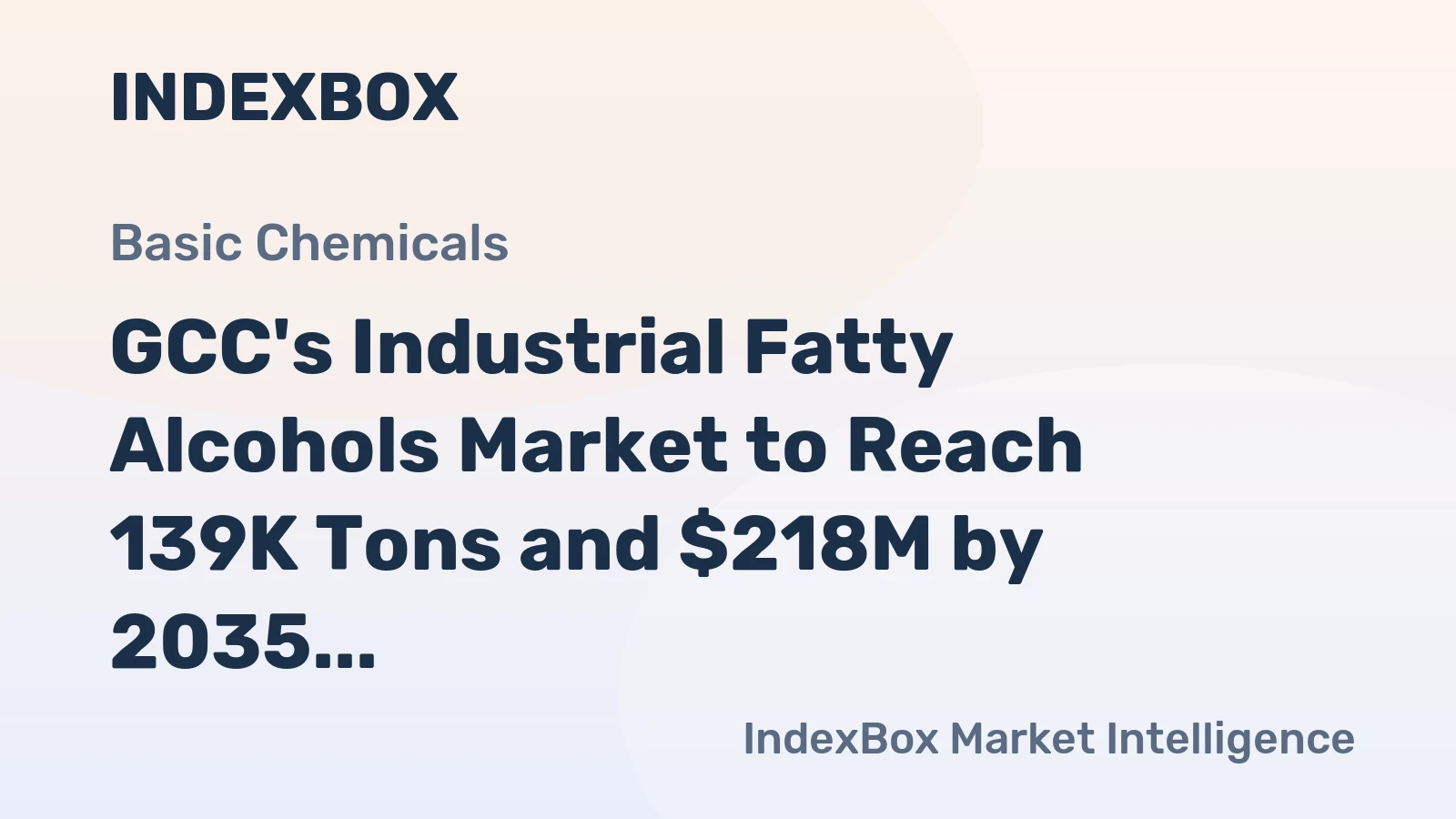 GCC's Industrial Fatty Alcohols Market to Reach 139K Tons and $218M by 2035