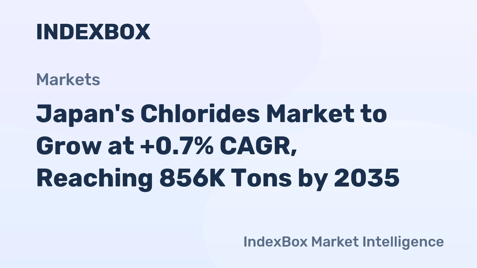 Japan's Chlorides Market to Grow at +0.7% CAGR, Reaching 856K Tons by 2035