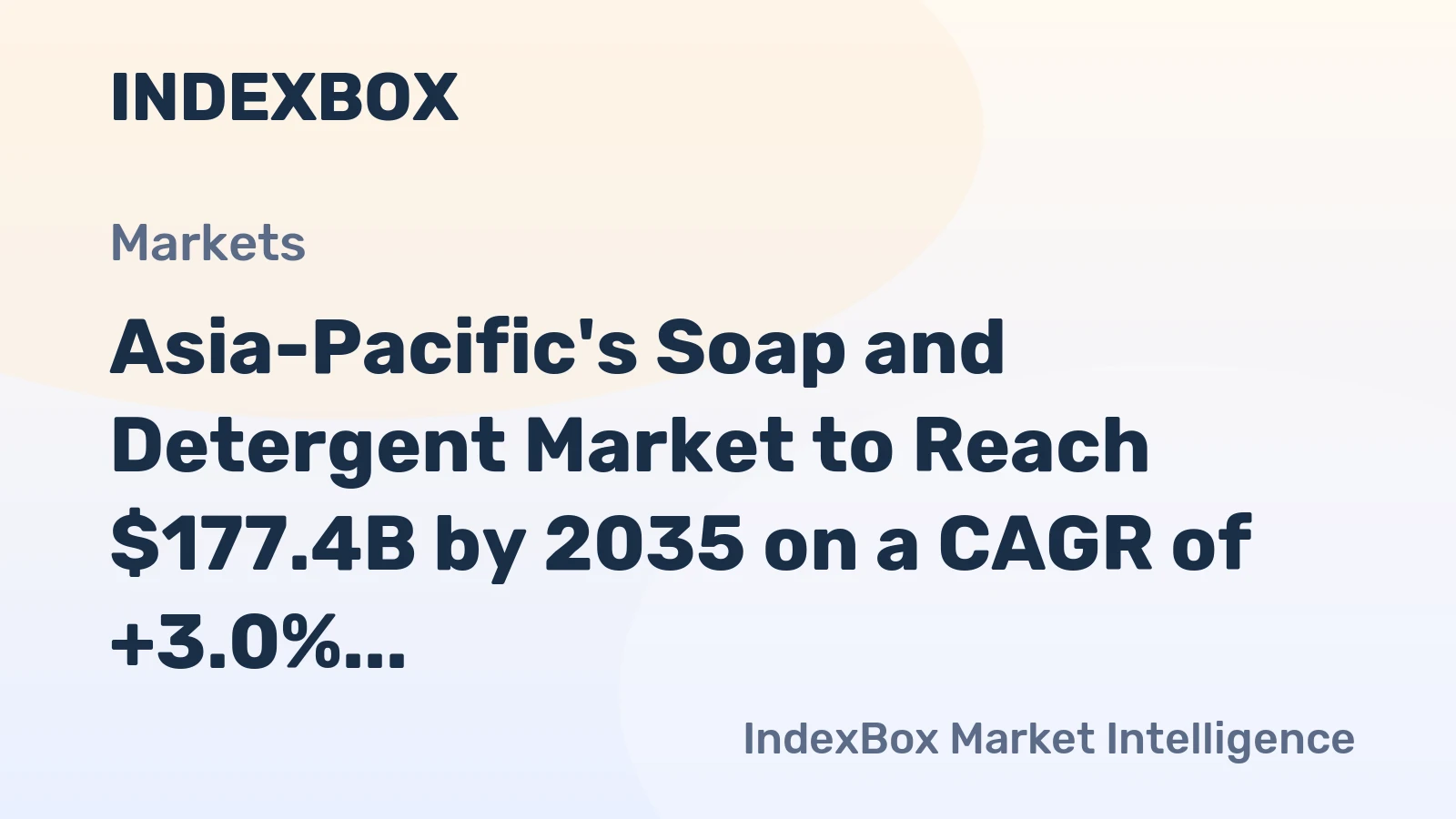 Asia-Pacific's Soap and Detergent Market to Reach $177.4B by 2035 on a CAGR of +3.0%