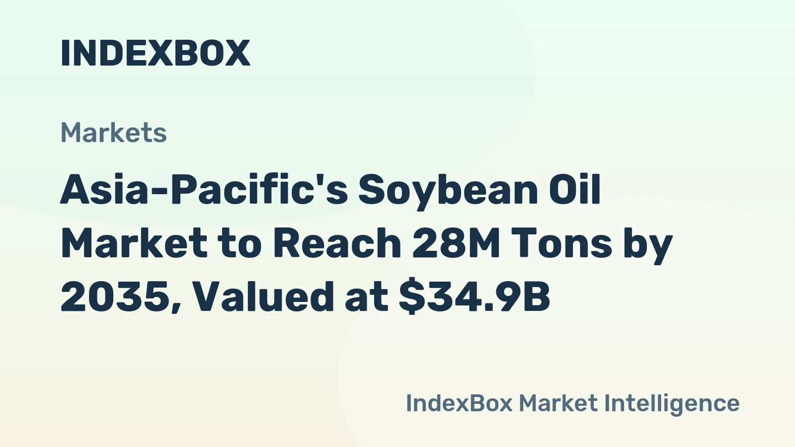 Asia-Pacific's Soybean Oil Market to Reach 28M Tons by 2035, Valued at $34.9B