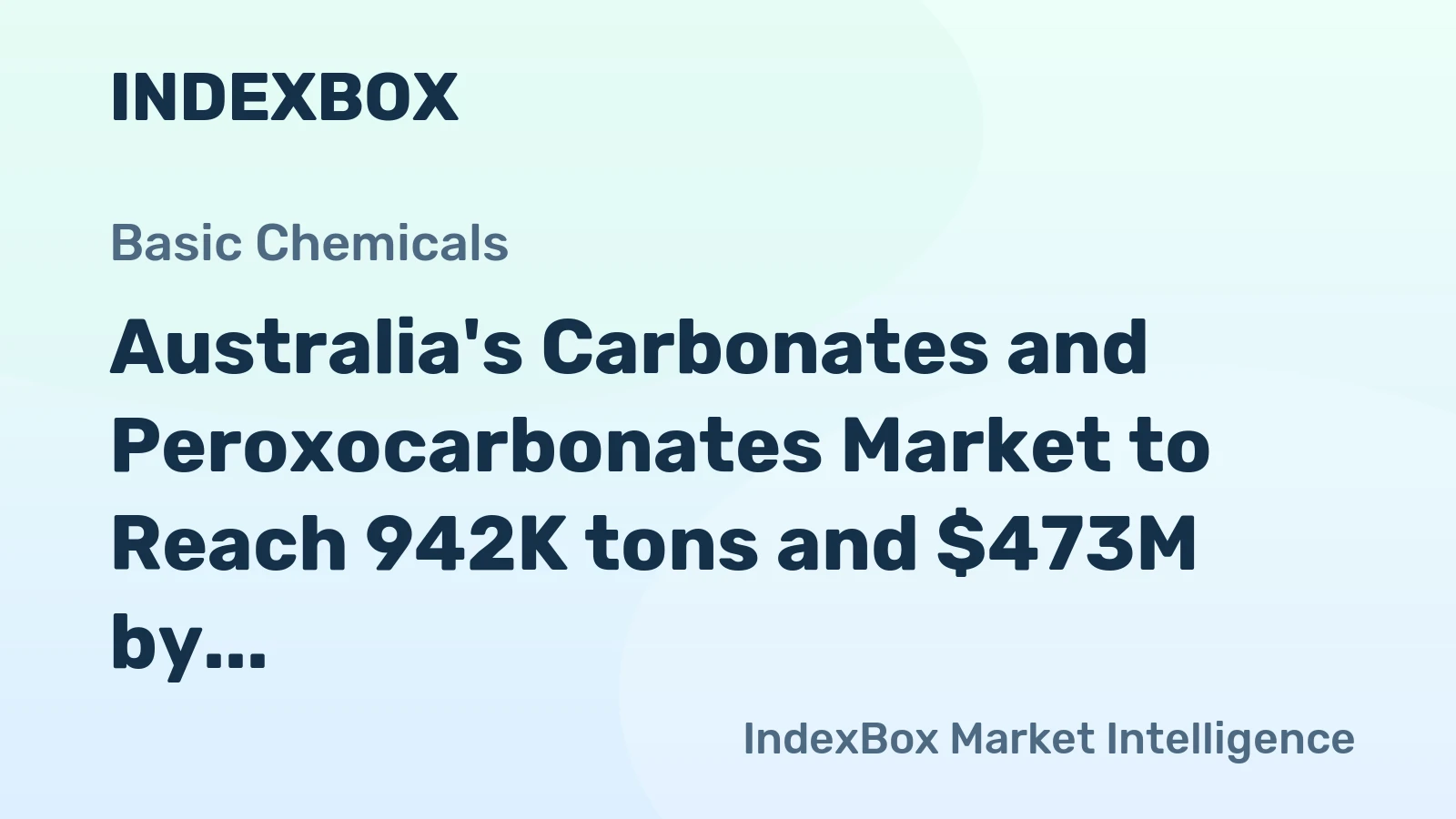 Australia's Carbonates and Peroxocarbonates Market to Reach 942K tons and $473M by 2035