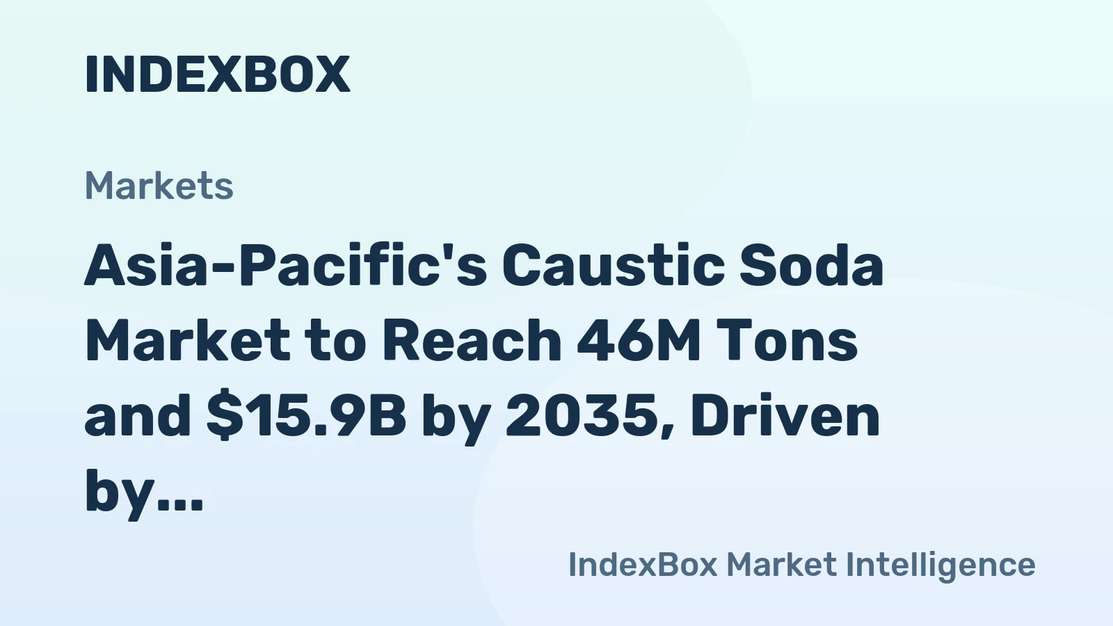 Asia-Pacific's Caustic Soda Market to Reach 46M Tons and $15.9B by 2035, Driven by Increasing Demand