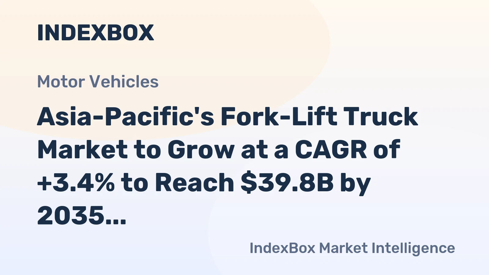 Asia-Pacific's Fork-Lift Truck Market to Grow at a CAGR of +3.4% to Reach $39.8B by 2035