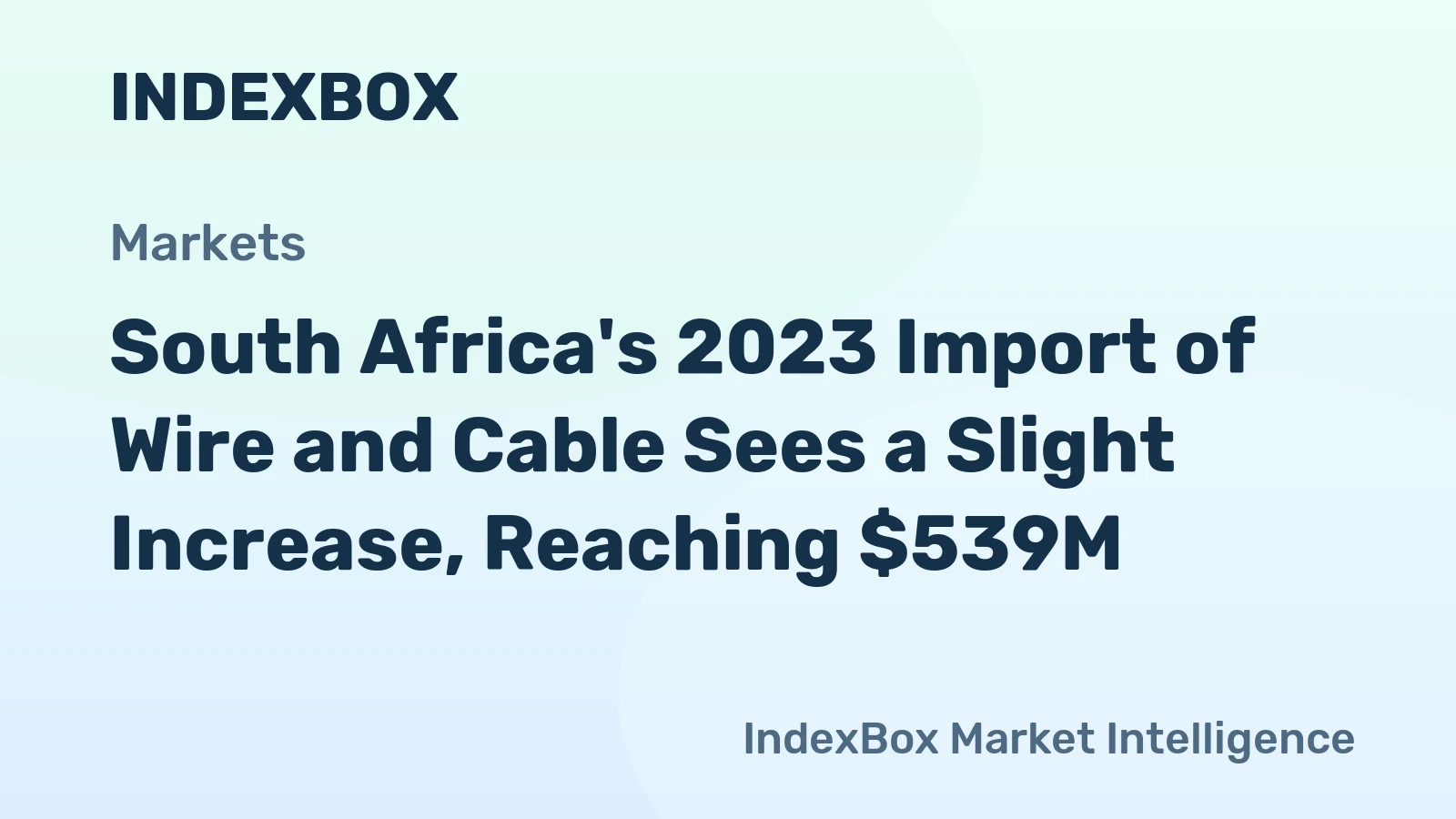 South Africa's 2023 Import of Wire and Cable Sees a Slight Increase, Reaching $539M