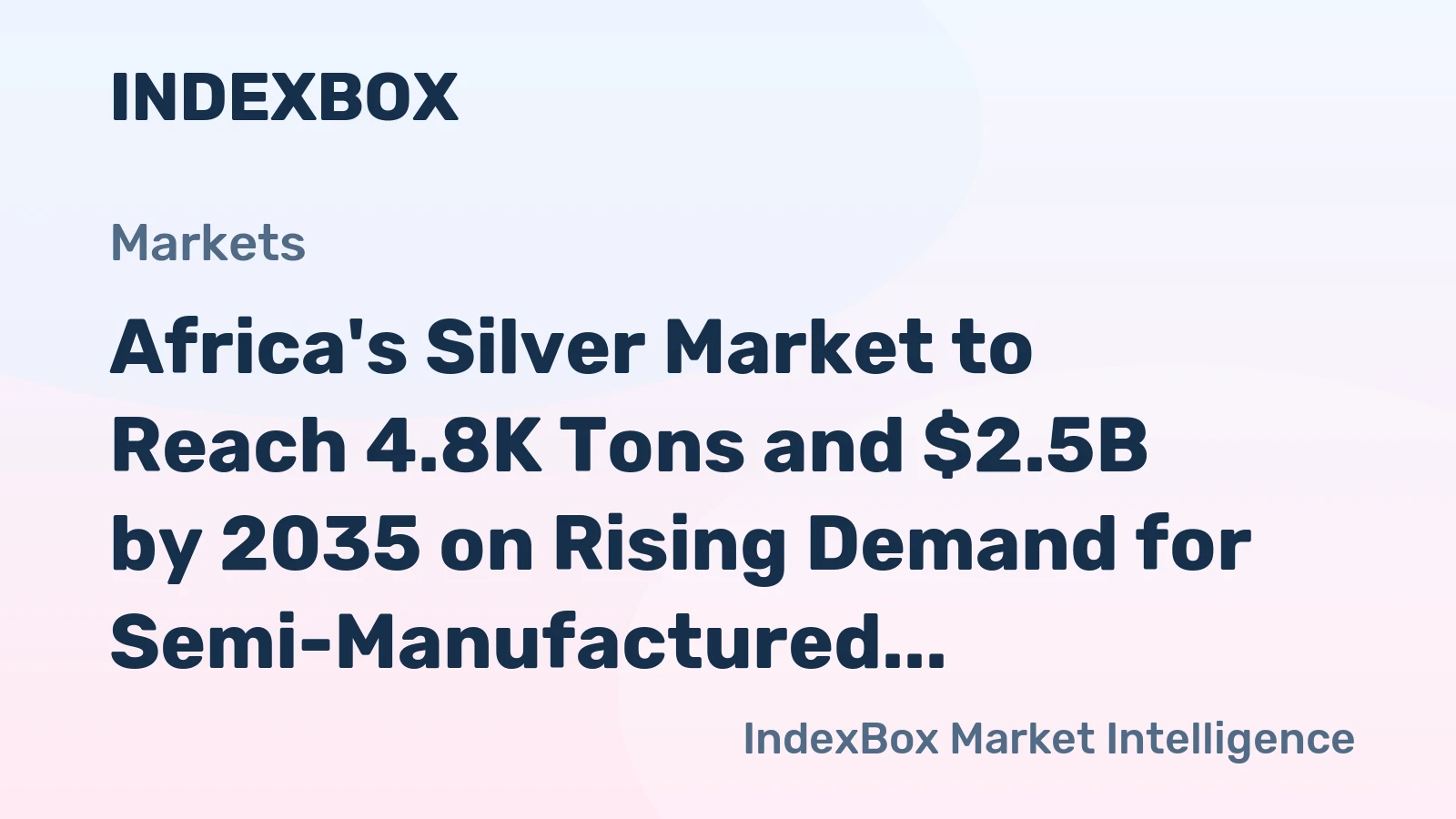 Africa's Silver Market to Reach 4.8K Tons and $2.5B by 2035 on Rising Demand for Semi-Manufactured Forms