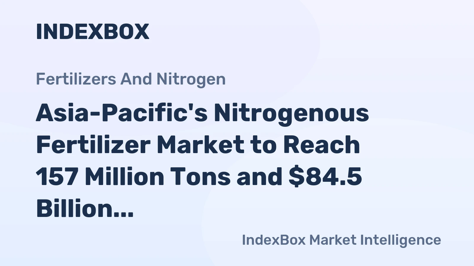 Asia-Pacific's Nitrogenous Fertilizer Market to Reach 157 Million Tons and $84.5 Billion by 2035