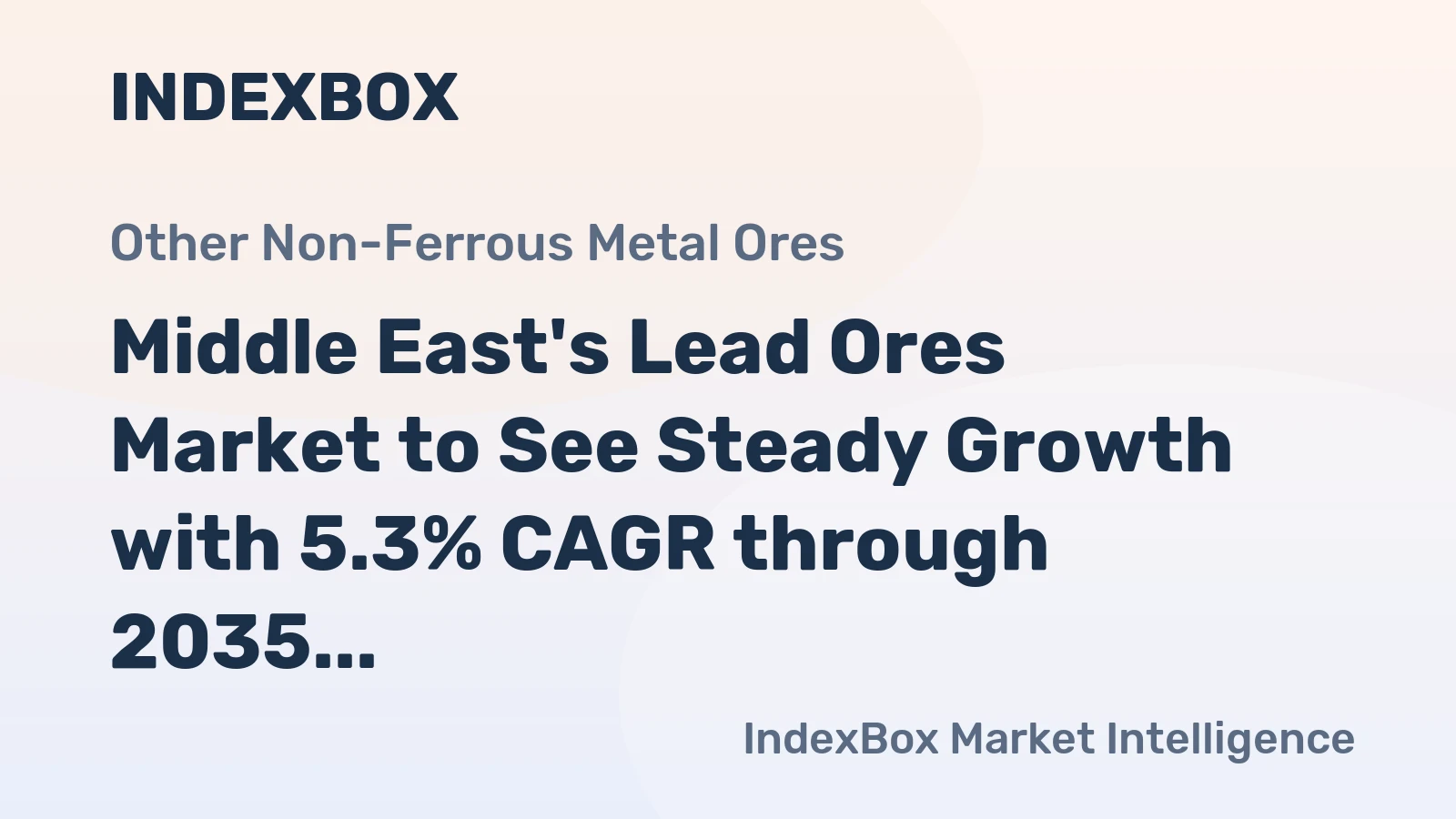 Middle East's Lead Ores Market to See Steady Growth with 5.3% CAGR through 2035
