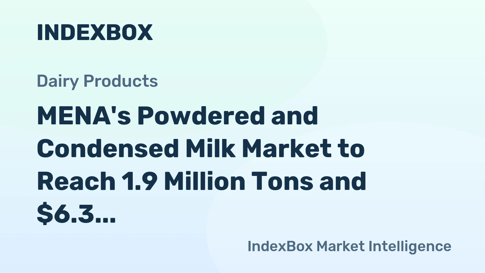 MENA's Powdered and Condensed Milk Market to Reach 1.9 Million Tons and $6.3 Billion