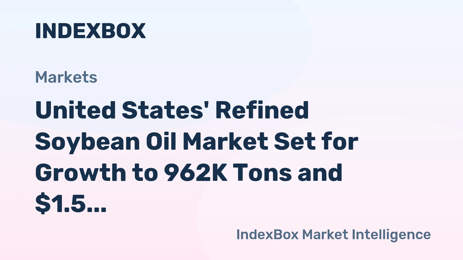 United States' Refined Soybean Oil Market Set for Growth to 962K Tons and $1.5 Billion