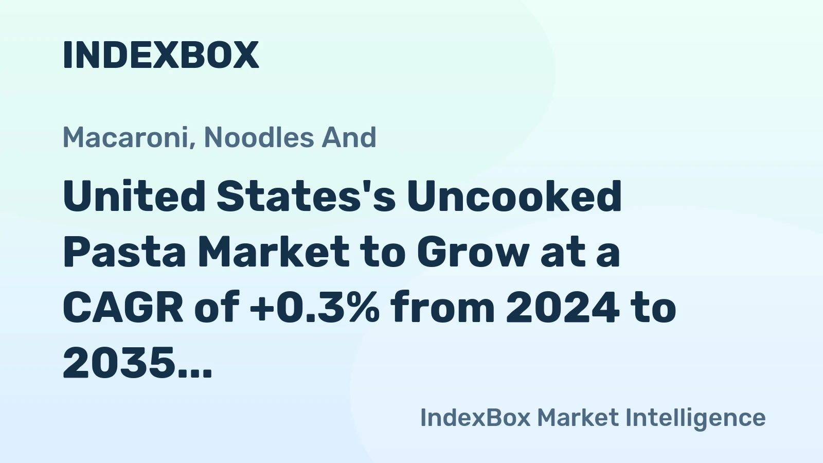 United States's Uncooked Pasta Market to Grow at a CAGR of +0.3% from 2024 to 2035