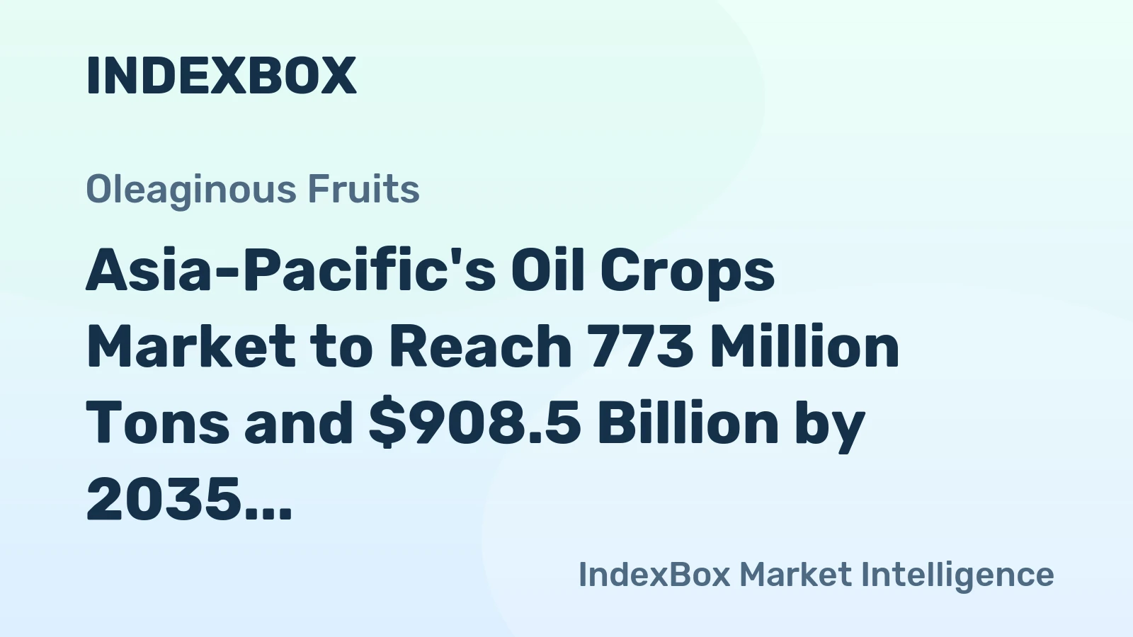 Asia-Pacific's Oil Crops Market to Reach 773 Million Tons and $908.5 Billion by 2035