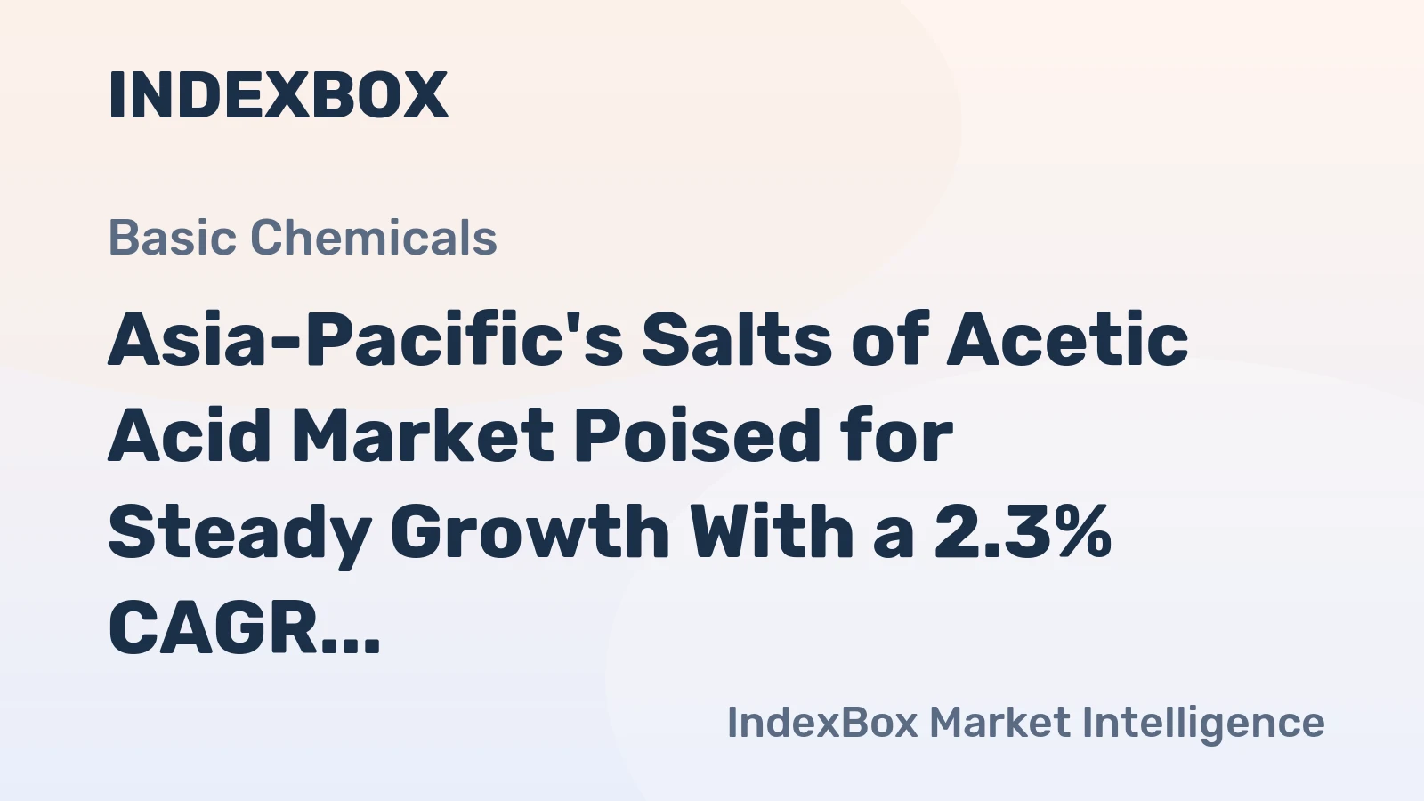 Asia-Pacific's Salts of Acetic Acid Market Poised for Steady Growth With a 2.3% CAGR in Value