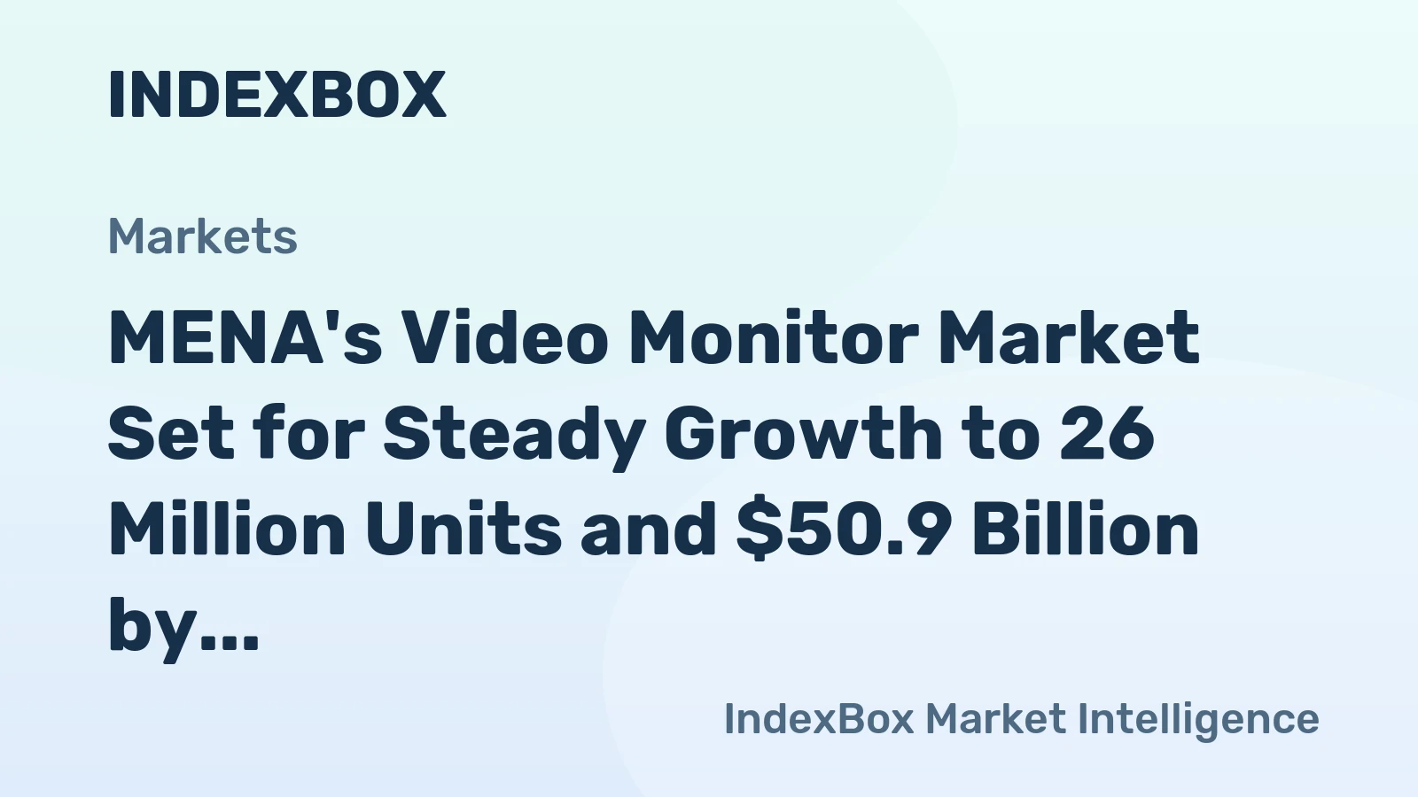MENA's Video Monitor Market Set for Steady Growth to 26 Million Units and $50.9 Billion by 2035