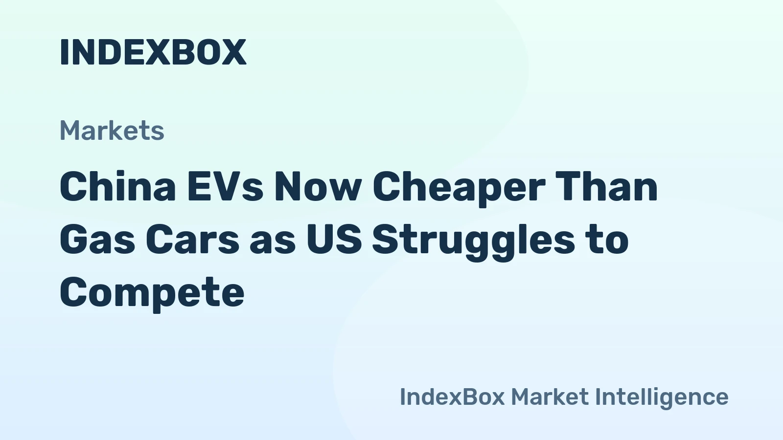 China EVs Now Cheaper Than Gas Cars as US Struggles to Compete