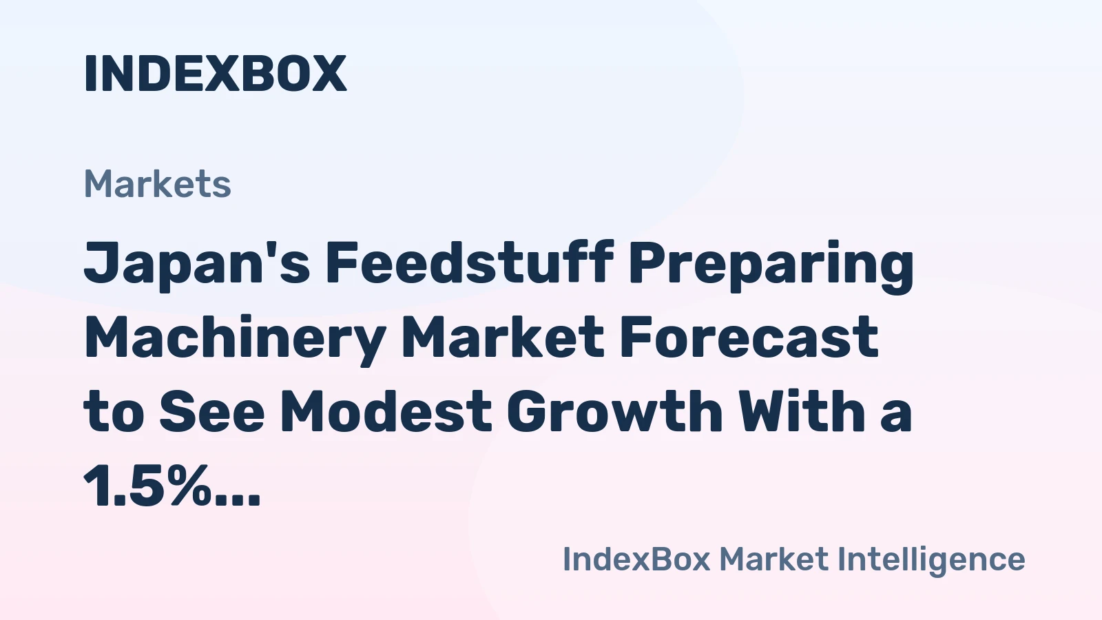 Japan's Feedstuff Preparing Machinery Market Forecast to See Modest Growth With a 1.5% Volume CAGR