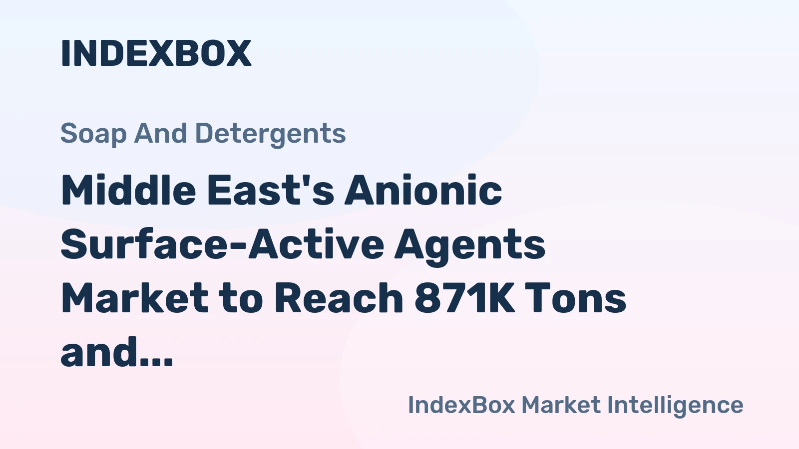 Middle East's Anionic Surface-Active Agents Market to Reach 871K Tons and $1.4B by 2035