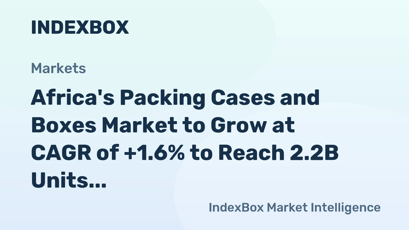 Africa's Packing Cases and Boxes Market to Grow at CAGR of +1.6% to Reach 2.2B Units by 2035, Valued at $24.2B