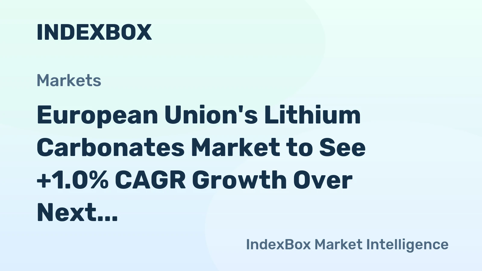European Union's Lithium Carbonates Market to See +1.0% CAGR Growth Over Next Decade
