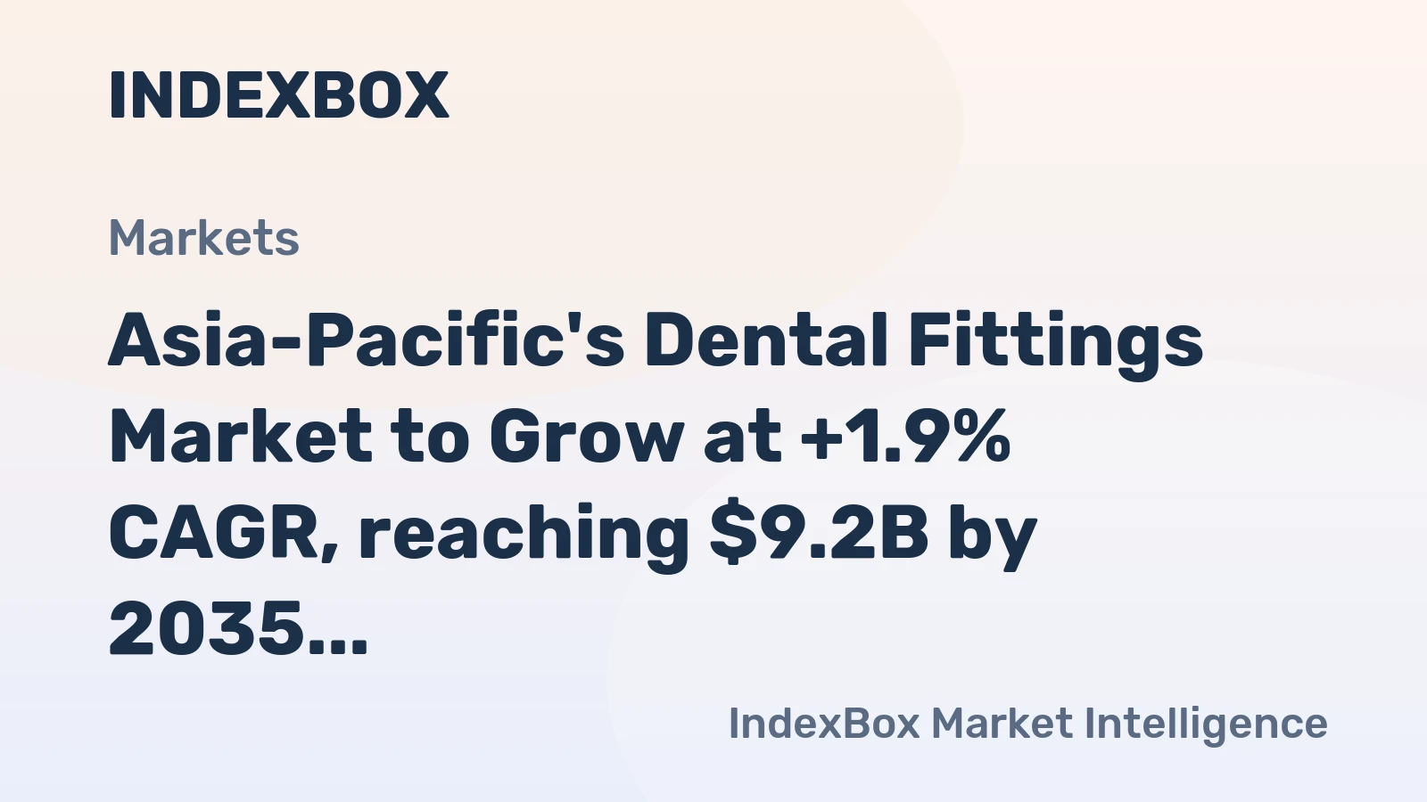 Asia-Pacific's Dental Fittings Market to Grow at +1.9% CAGR, reaching $9.2B by 2035