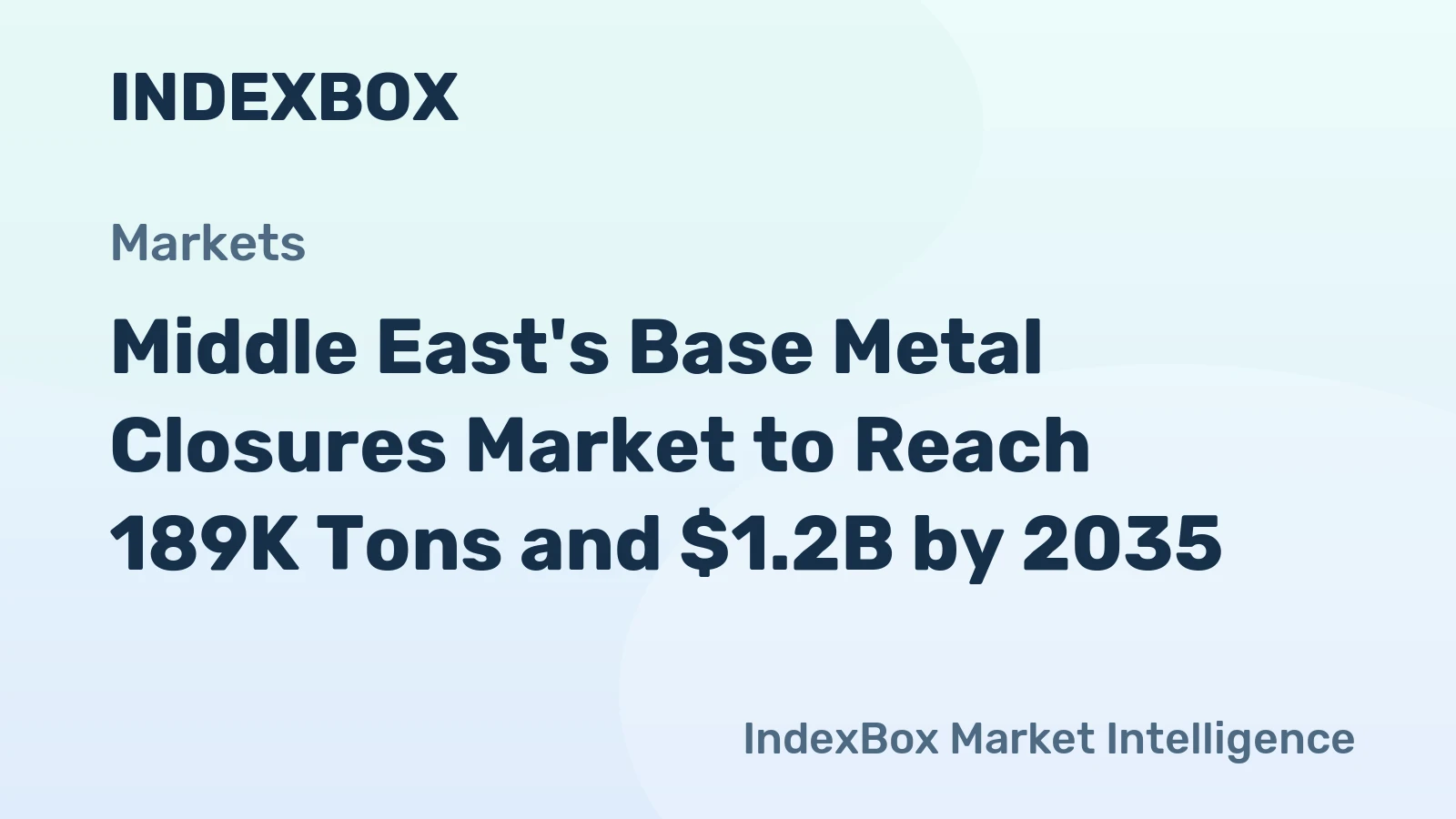 Middle East's Base Metal Closures Market to Reach 189K Tons and $1.2B by 2035
