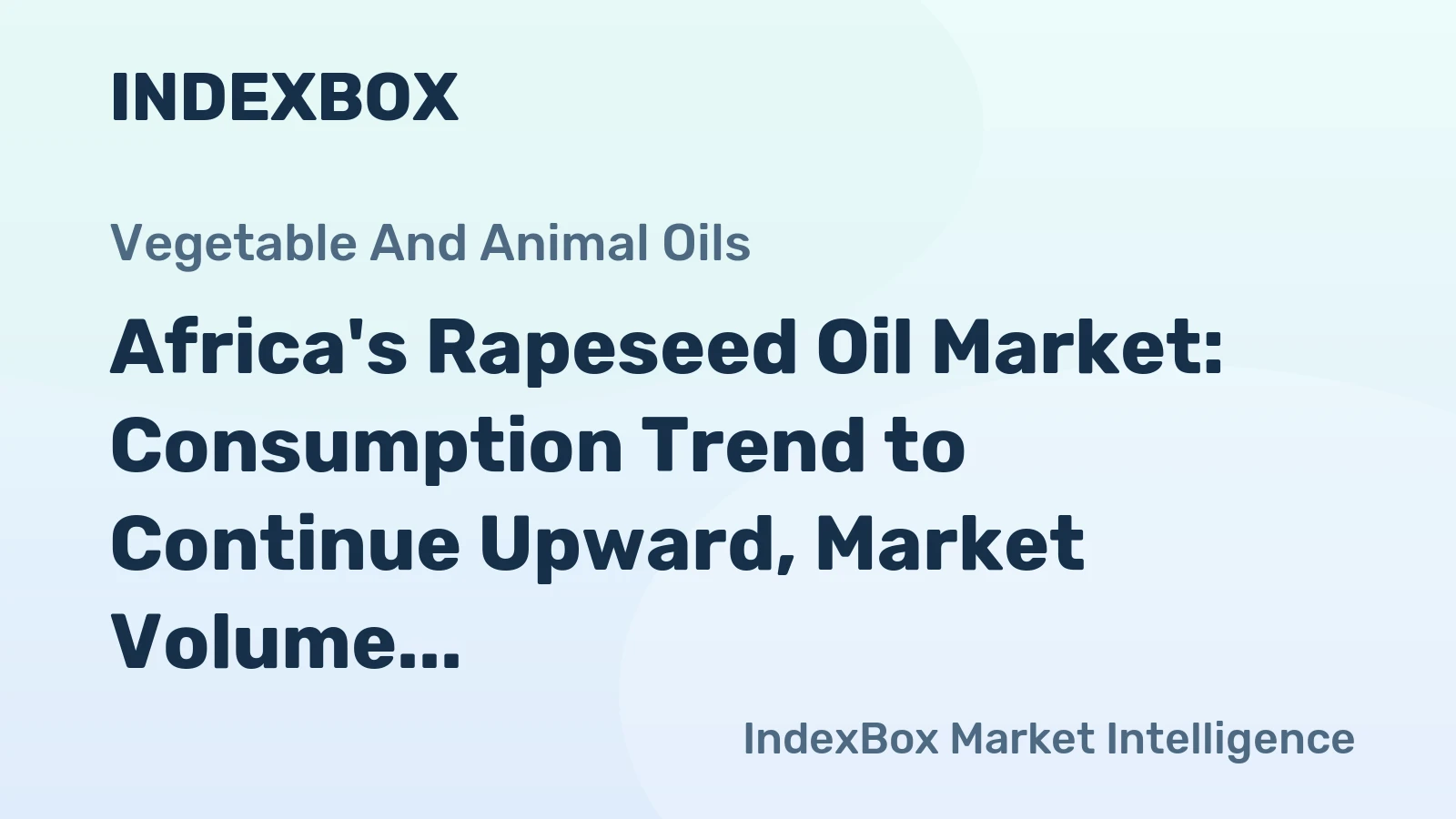 Africa's Rapeseed Oil Market: Consumption Trend to Continue Upward, Market Volume Expected to Reach 156K Tons by 2035, Valued at $357M