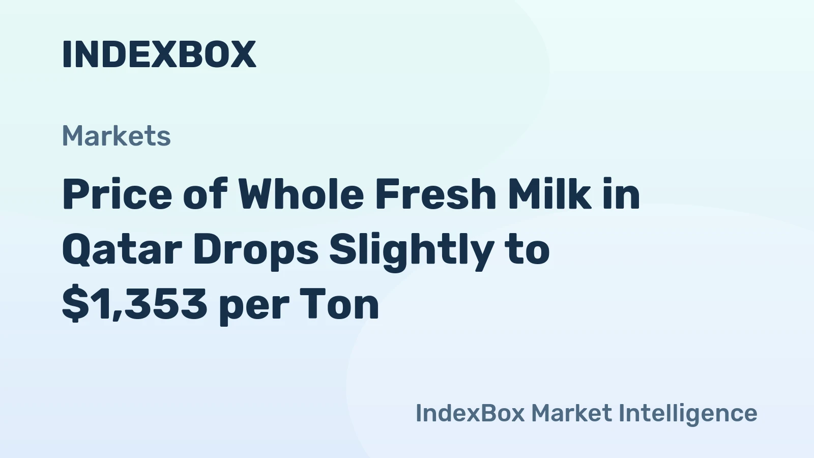 Price of Whole Fresh Milk in Qatar Drops Slightly to $1,353 per Ton