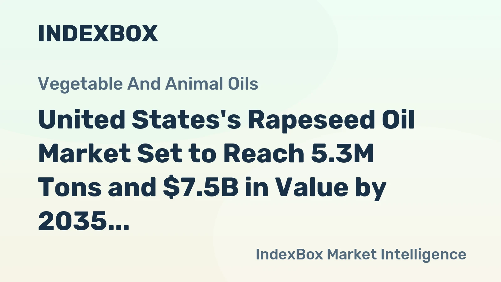 United States's Rapeseed Oil Market Set to Reach 5.3M Tons and $7.5B in Value by 2035