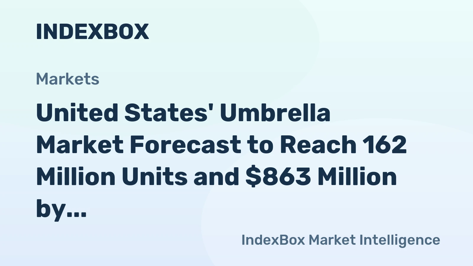 United States' Umbrella Market Forecast to Reach 162 Million Units and $863 Million by 2035