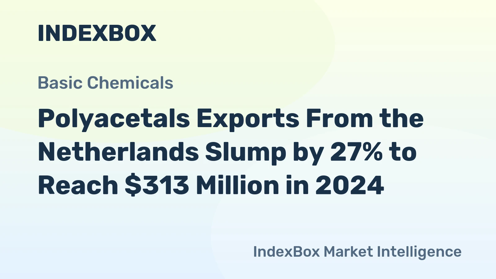 Polyacetals Exports From the Netherlands Slump by 27% to Reach $313 Million in 2024