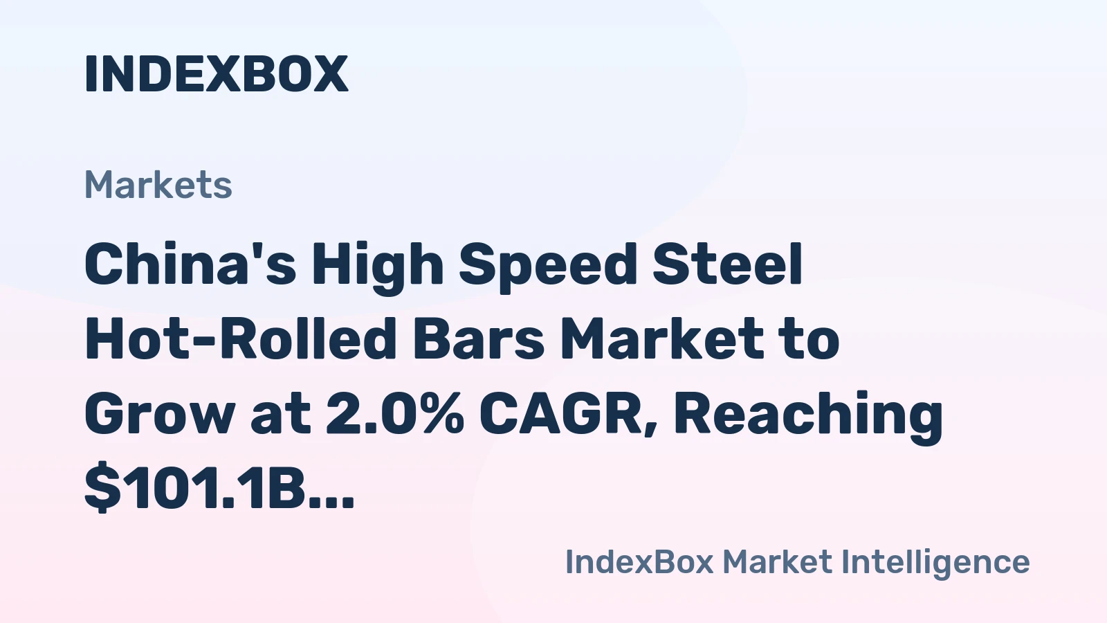 China's High Speed Steel Hot-Rolled Bars Market to Grow at 2.0% CAGR, Reaching $101.1B by 2035