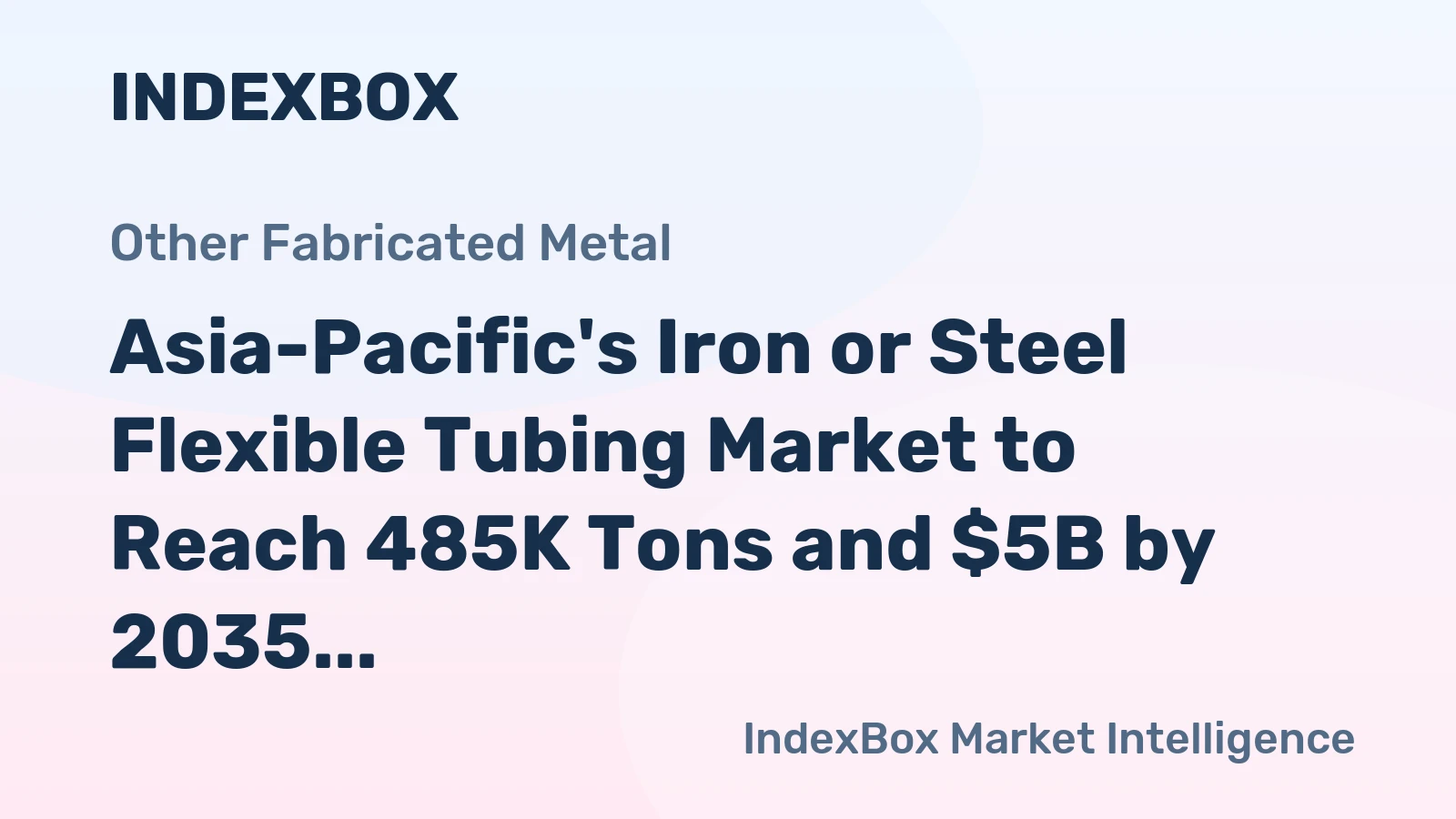 Asia-Pacific's Iron or Steel Flexible Tubing Market to Reach 485K Tons and $5B by 2035
