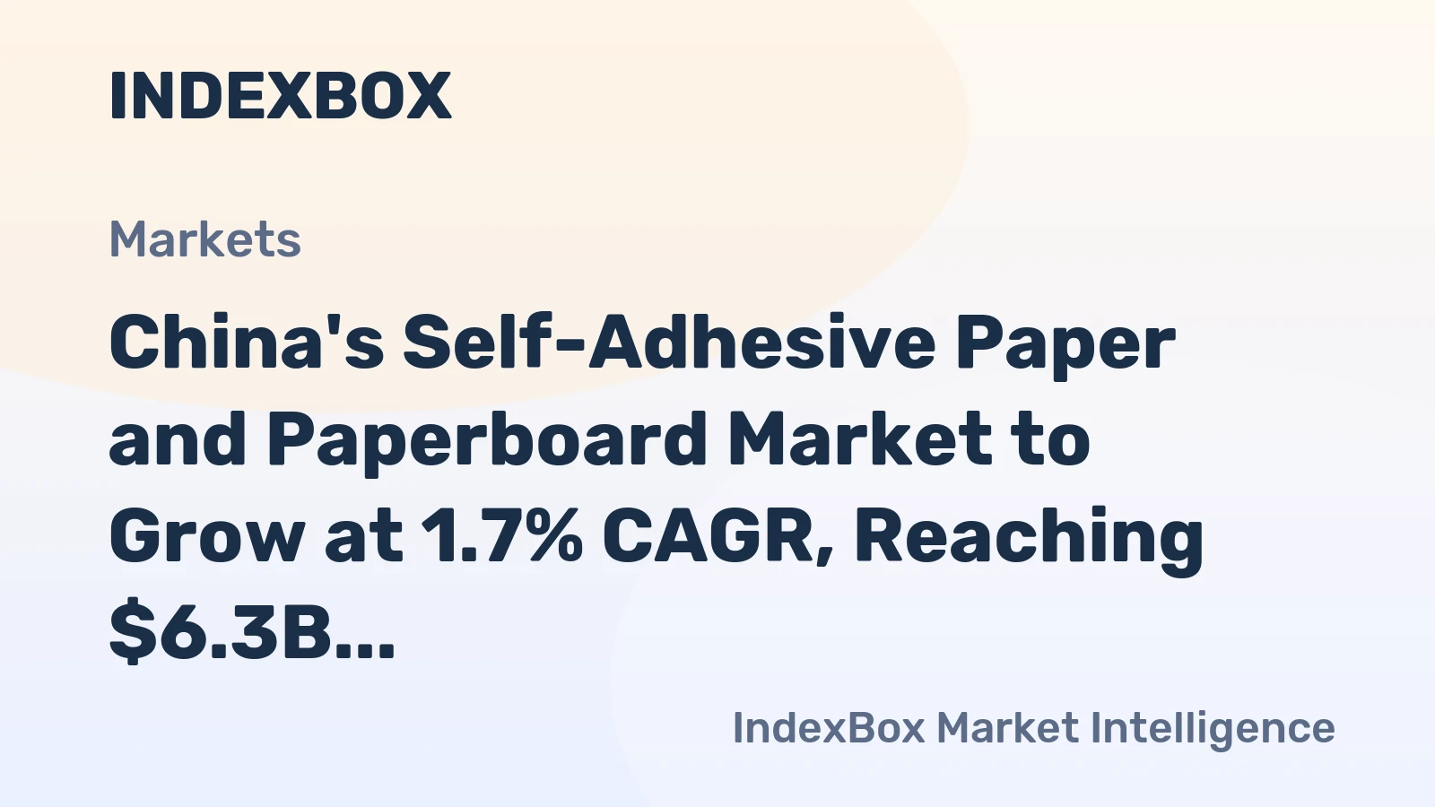 China's Self-Adhesive Paper and Paperboard Market to Grow at 1.7% CAGR, Reaching $6.3B by 2035